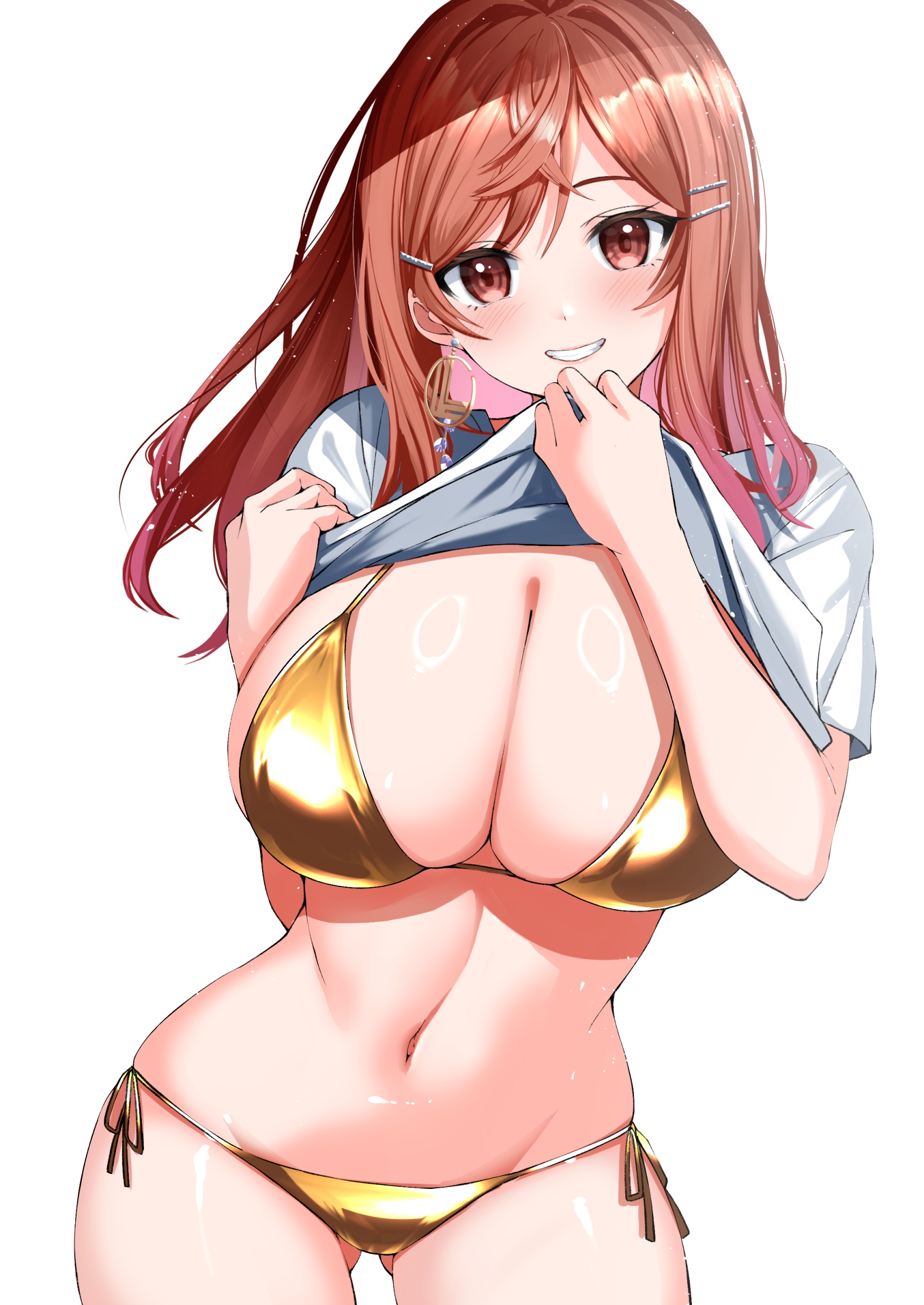 ajino hiraki hololive hololive dev is ichijou ririka bikini shirt lift swimsuits undressing ...